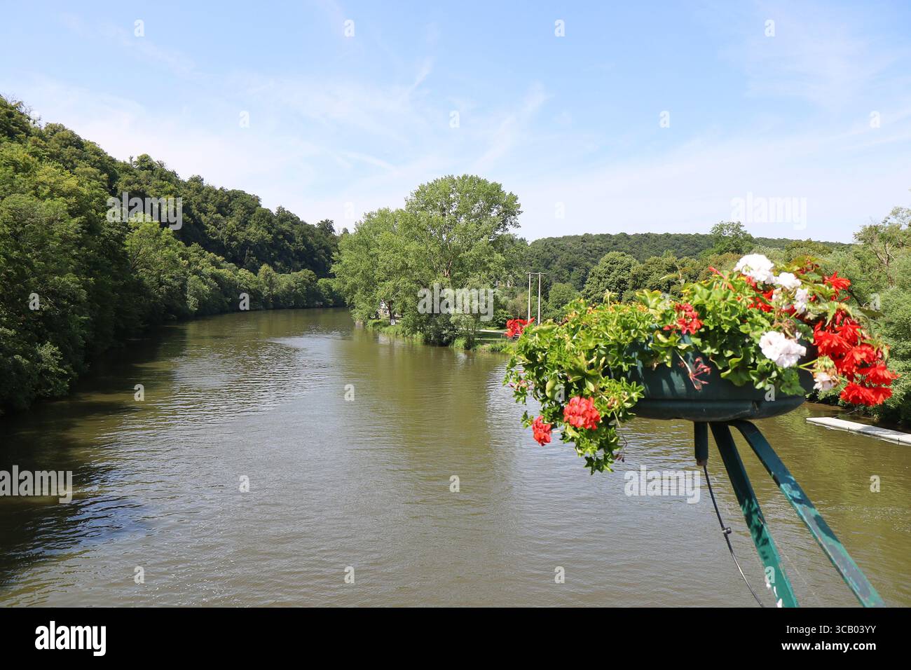 The Moselle river, town of Liverdun, department of Meurthe-et-Moselle ...