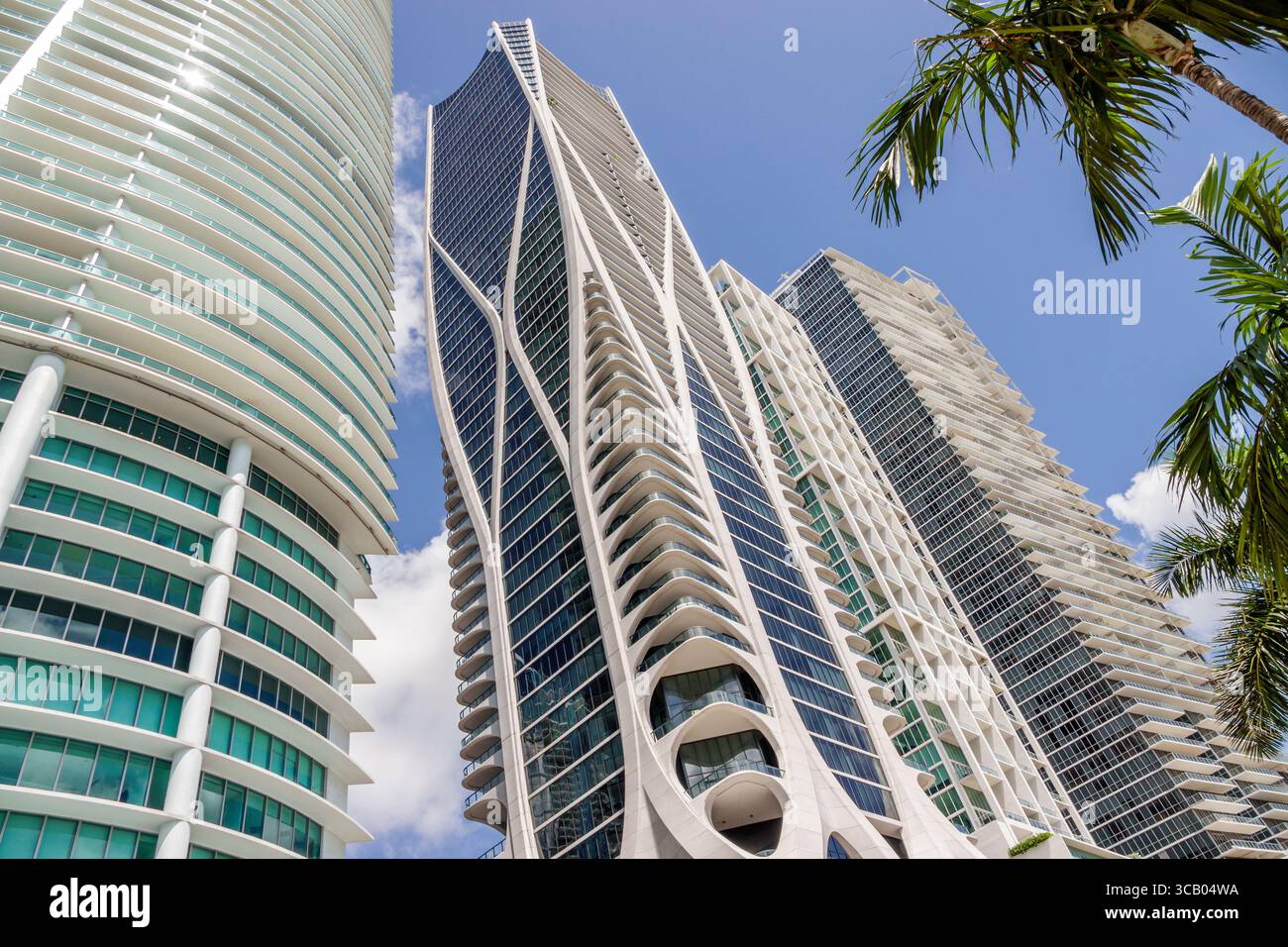 Miami Florida,Biscayne Boulevard,downtown city skyline,high rise ...