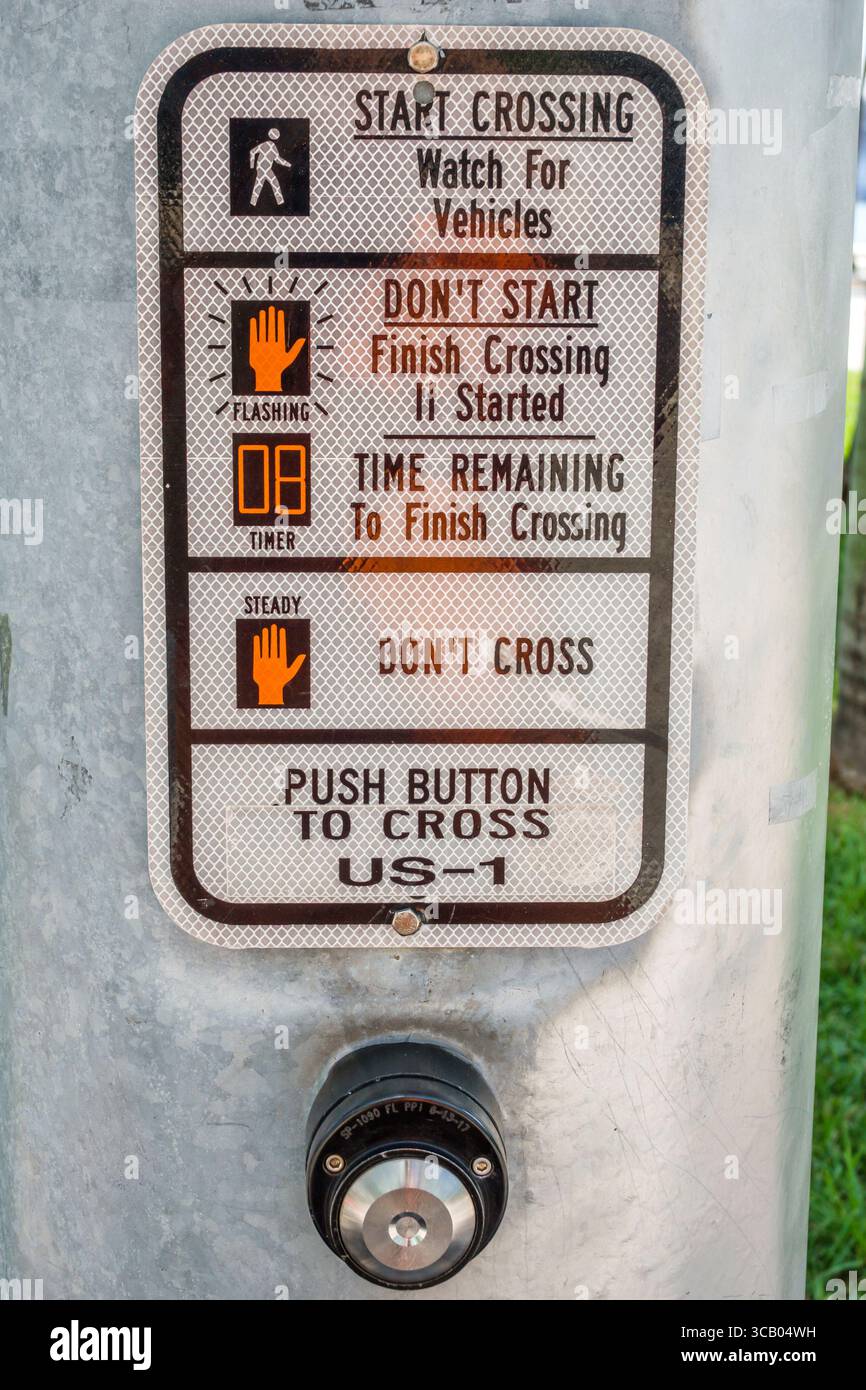 Miami Florida,Biscayne Boulevard,crosswalk pedestrian safety sign,US-1 ...