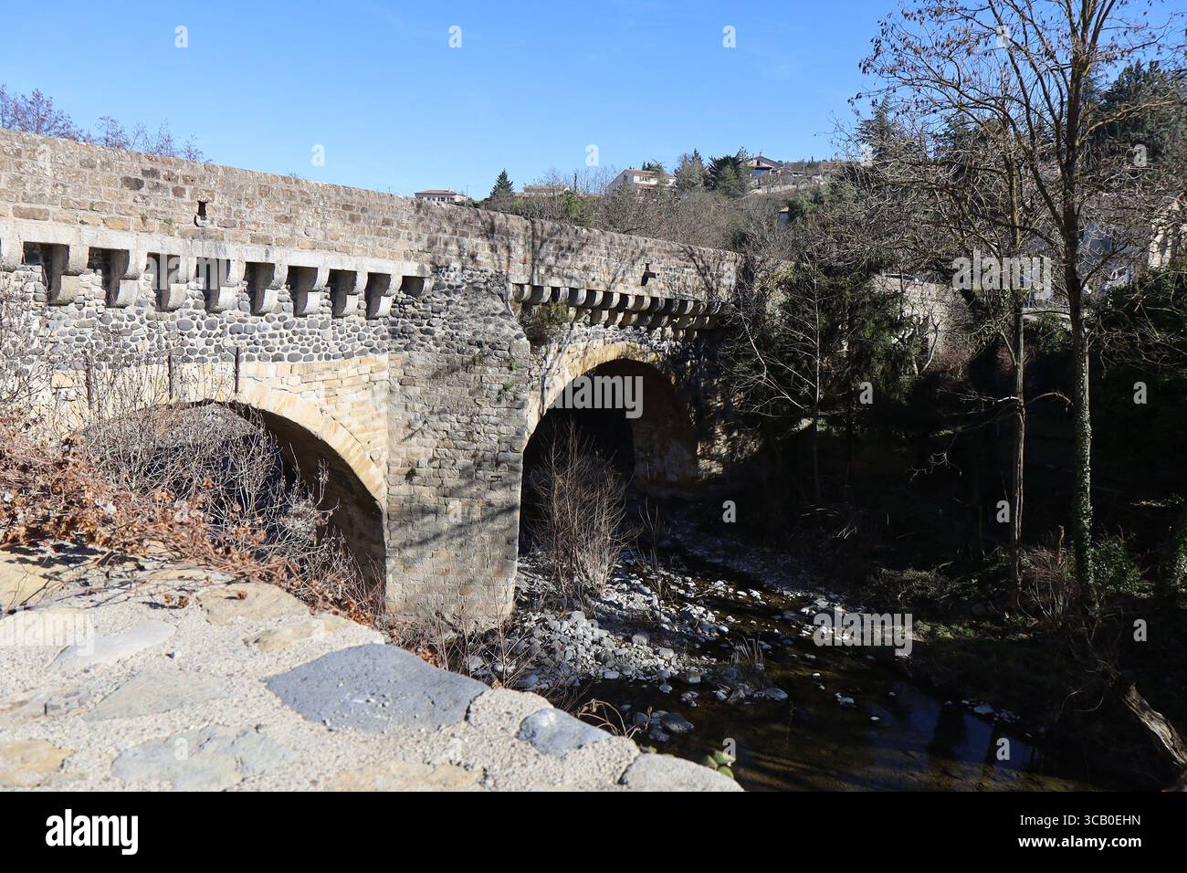 Louis XIII Bridge, stone bridge over the Ouveze river, Privas, Ardèche ...