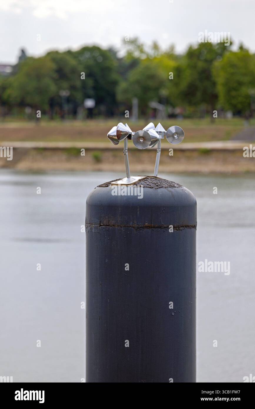 Wind Powered Bird Scare Silver Deflector Turning at Column Stock Photo ...
