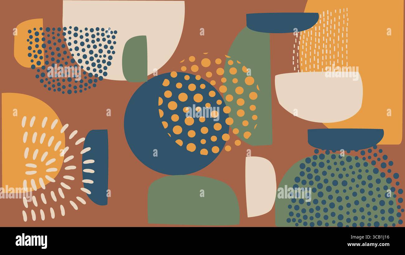 Decorative retro abstract visuals with warm earthy colors and textured ...
