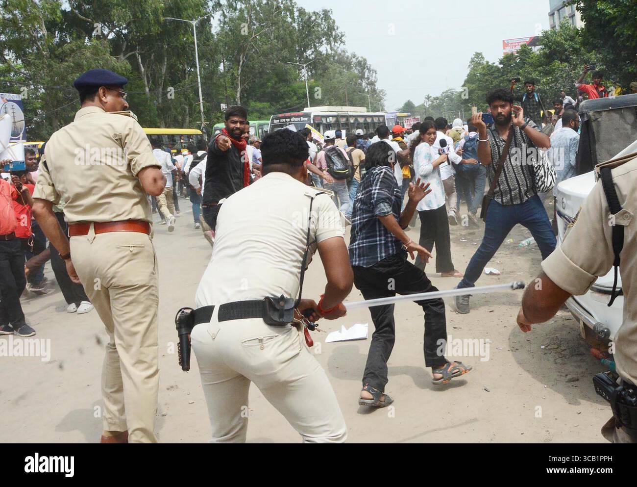 PATNA, INDIA - AUGUST 7: Patna police baton charge on aspirants during ...