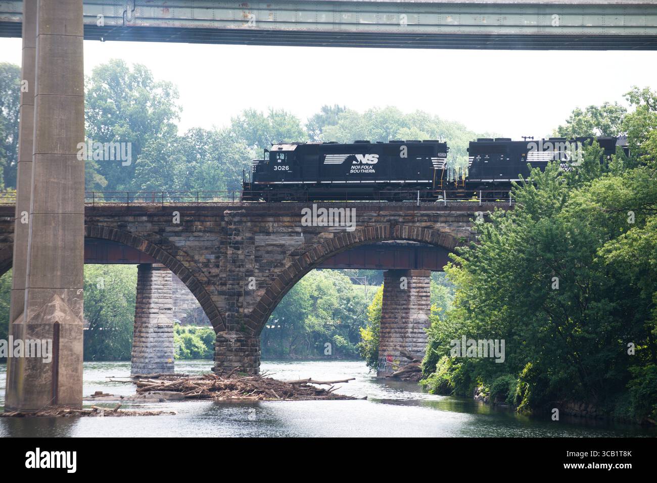 Norfolk Southern Train crossing the Schuylkill River in Philadelphia on ...