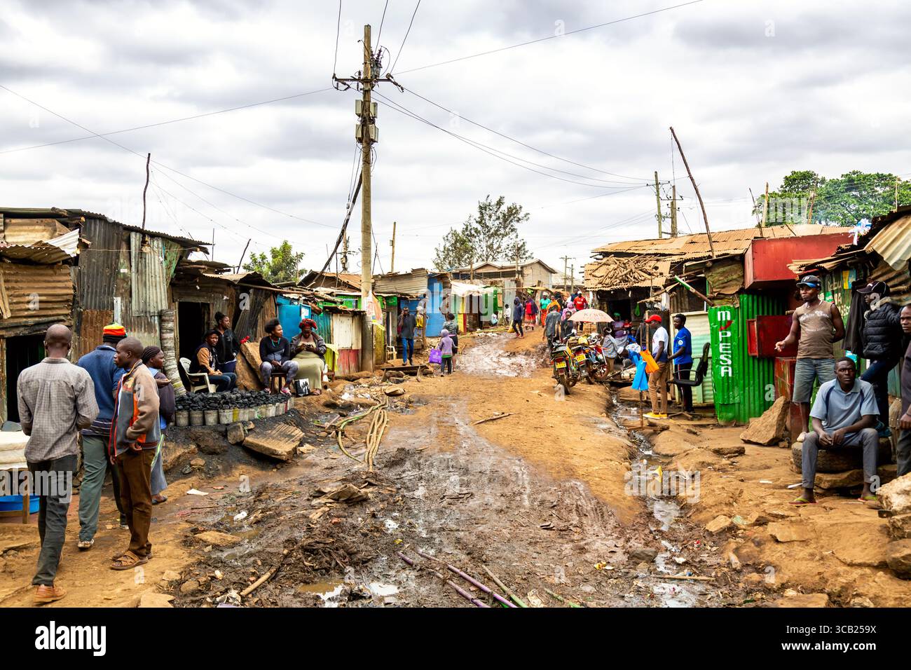 Nairobi, Kenya - August, 2019: Kibera slum in Nairobi in summer. Kibera ...
