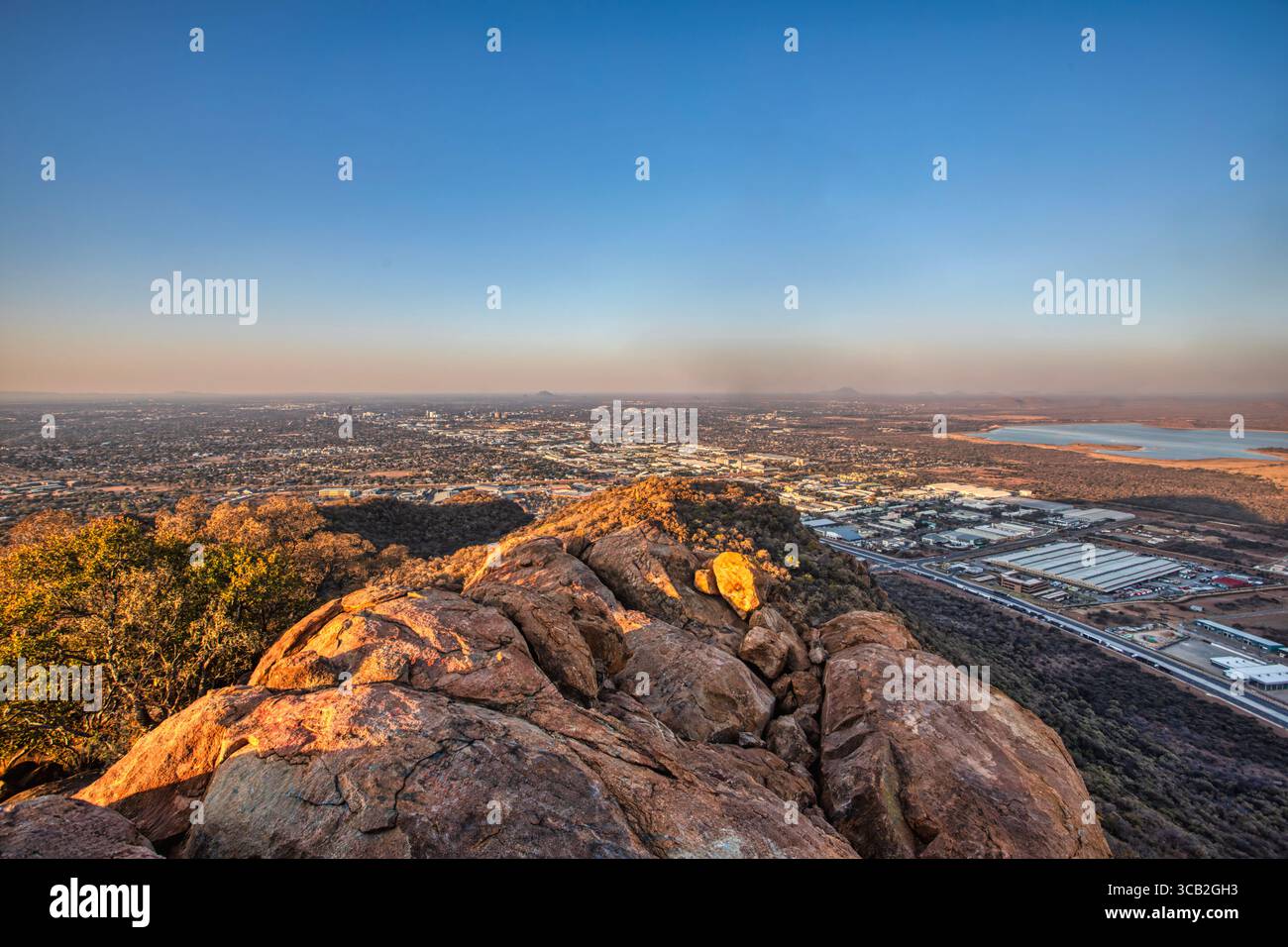 aerial view of Gaborone, capital city, view from Kgale Hill ,Botswana ...