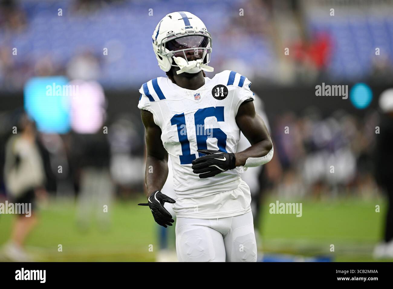 Indianapolis Colts wide receiver Ashton Dulin (16) jogs on the field ...