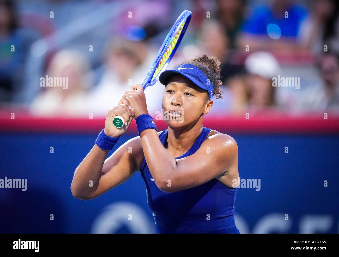 Naomi Osaka of Japan hits a shot during her match against Elina ...