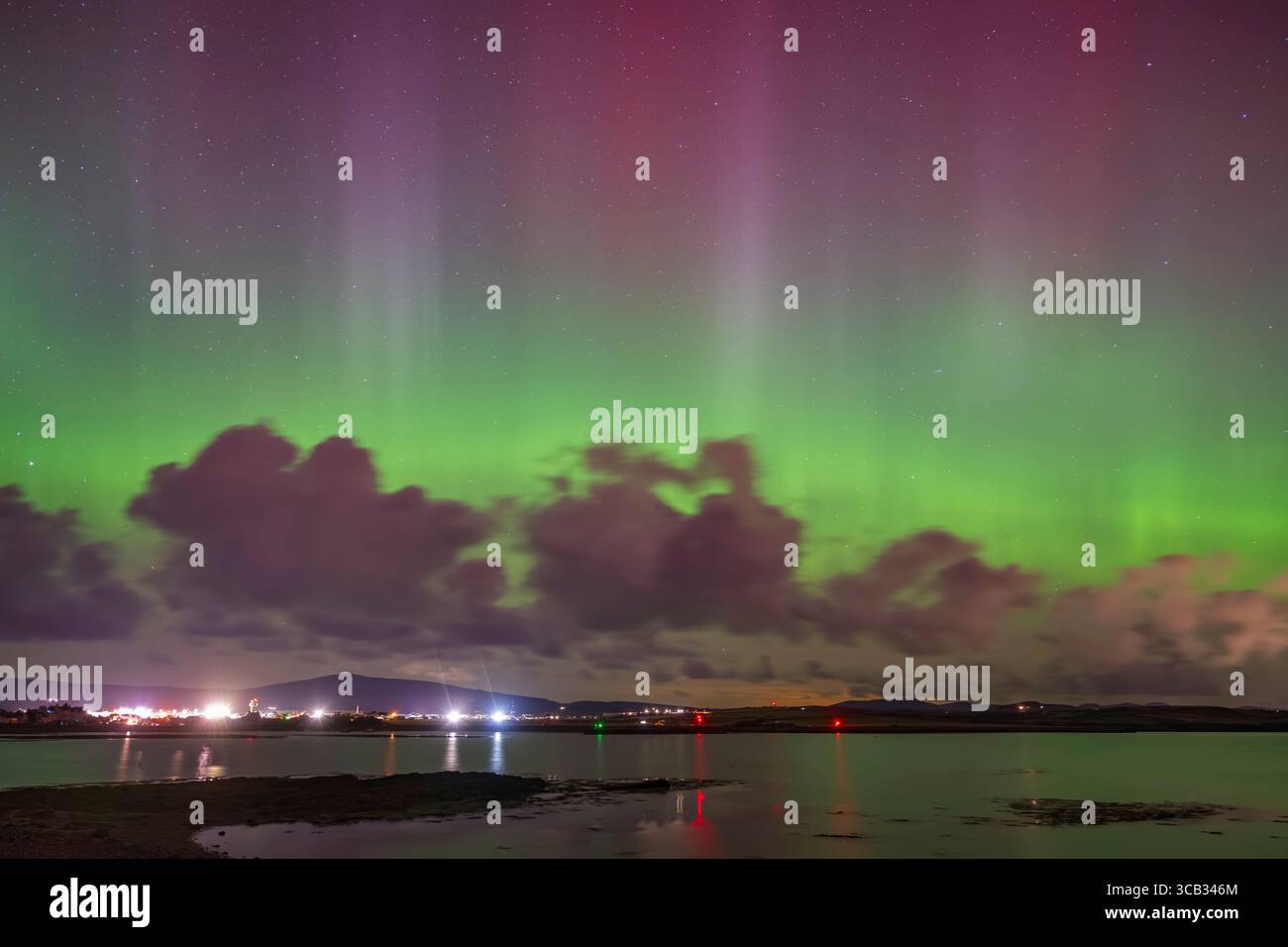 “Aurora Borealis Over Derbyhaven Bay, Isle of Man” Stock Photo - Alamy