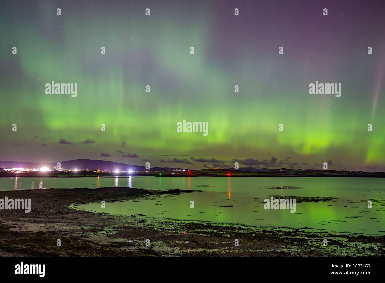 “Aurora Borealis Over Derbyhaven Bay, Isle of Man” Stock Photo - Alamy