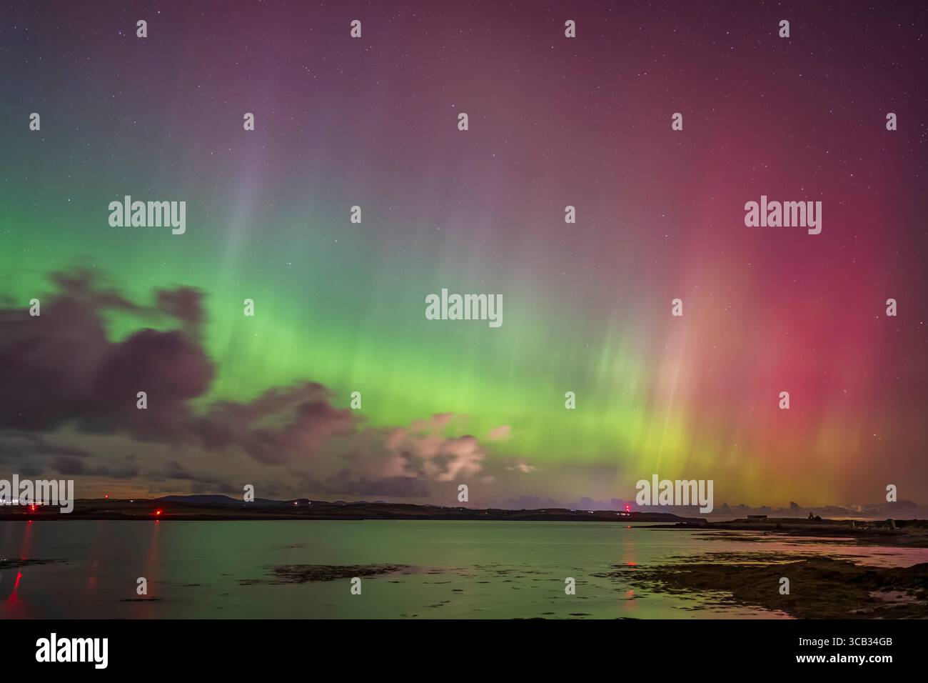 “Aurora Borealis Over Derbyhaven Bay, Isle of Man” Stock Photo - Alamy
