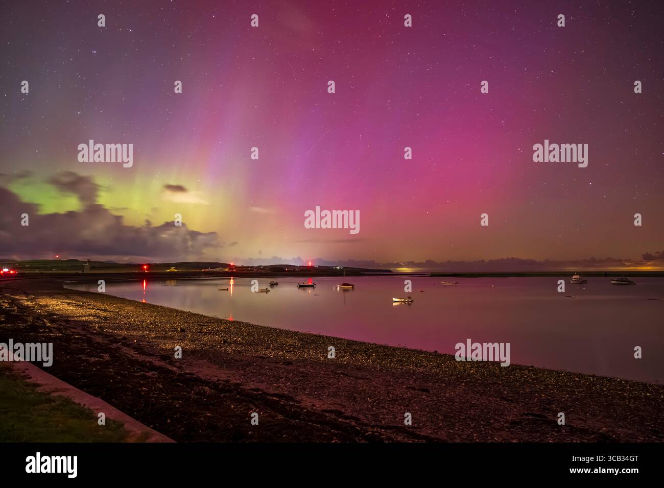 “Aurora Borealis Over Derbyhaven Bay, Isle of Man” Stock Photo - Alamy