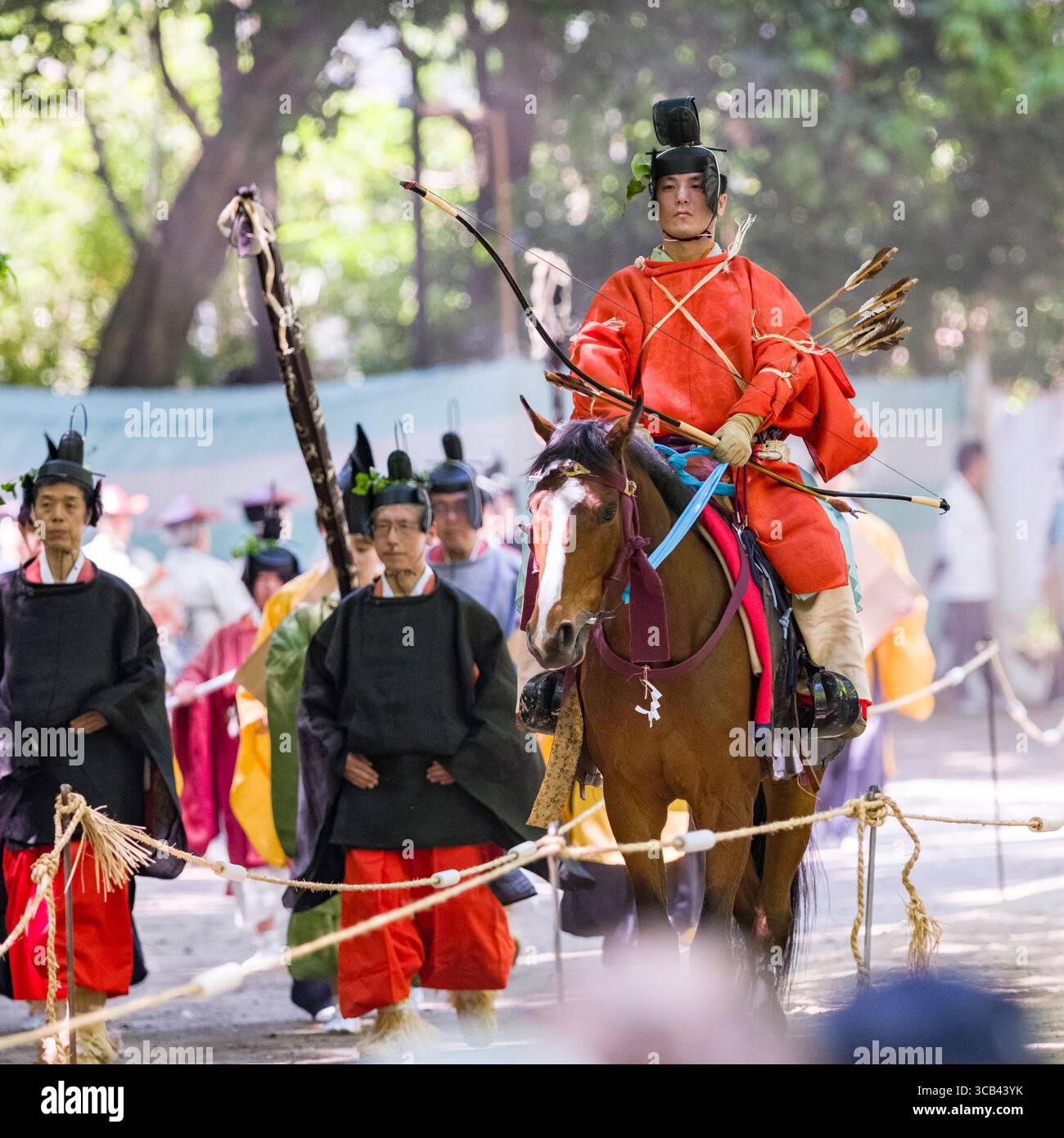 Yabusame Shinji festival depicting a traditional Japanese archery with ...