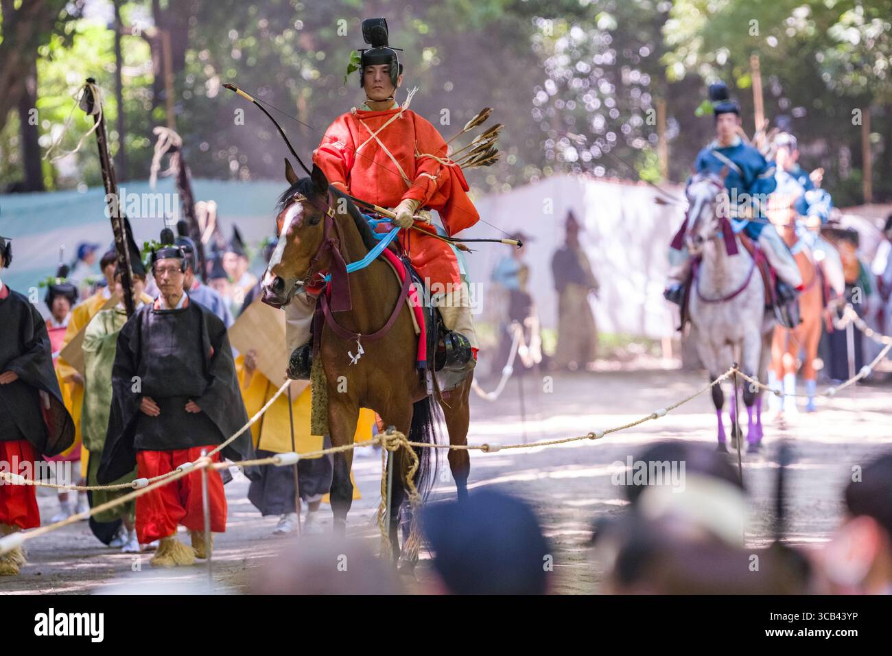 Yabusame Shinji festival at Shimogamo Shrine, featuring participants in ...