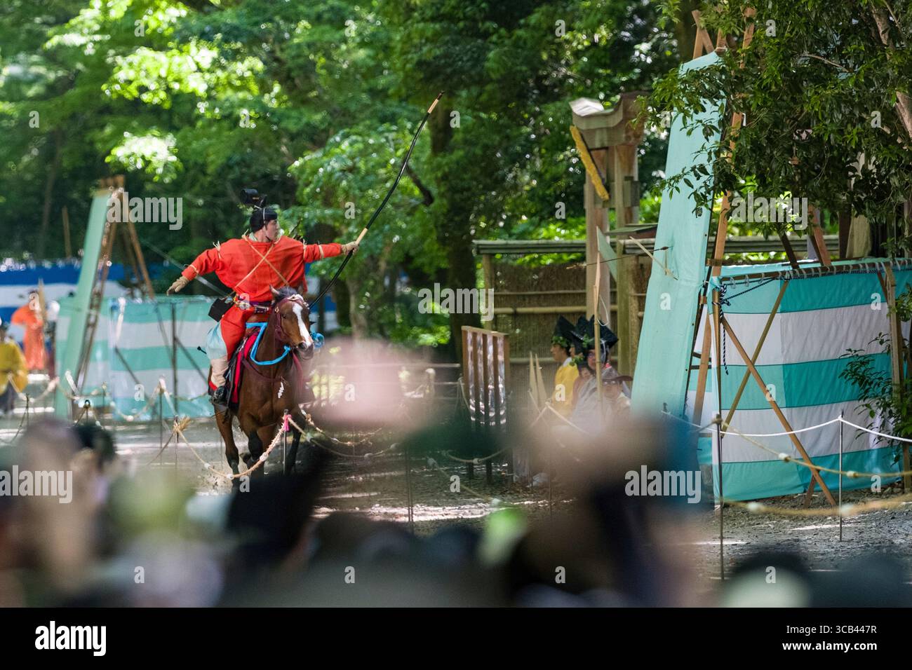 A captivating display of traditional Japanese horseback archery during ...