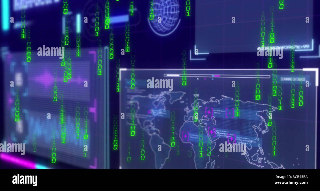 Holographic blue map code overlays hi-res stock photography and images ...