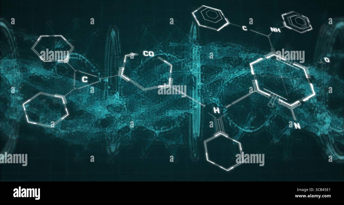 Showing molecules with hexagonal rings labeled atoms and bonds in lab ...