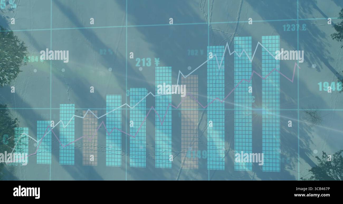 Displaying semi-transparent bar graph and line graph overlaying paved ...