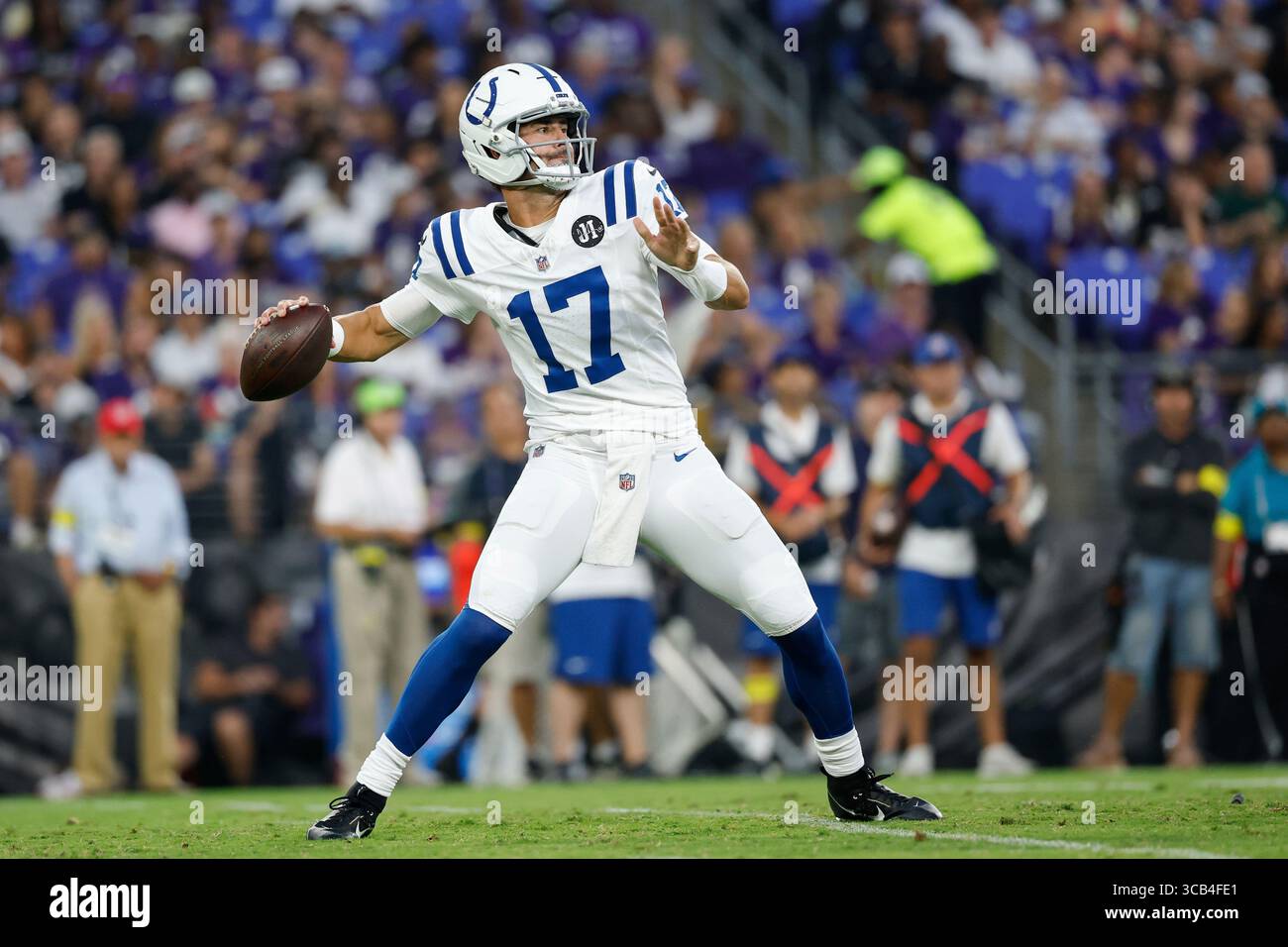 Indianapolis Colts quarterback Daniel Jones (17) throws a pass during the first half of an NFL ...