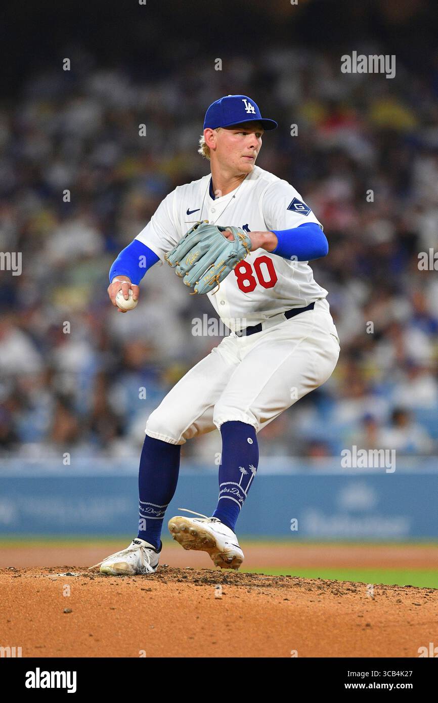 LOS ANGELES, CA - AUGUST 05: Los Angeles Dodgers pitcher Emmet Sheehan ...