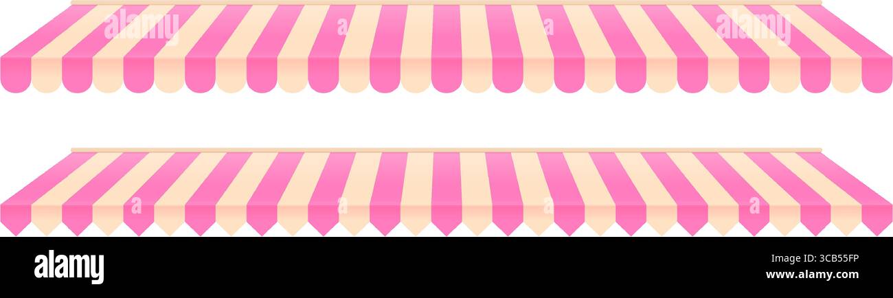 Striped shop tent set. Store window awning pattern collection. Cafe or ...