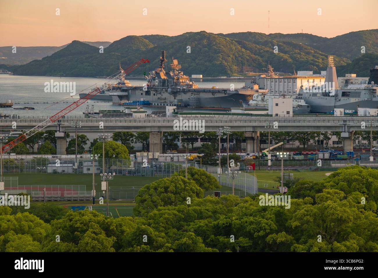 Japanese shipyard featuring United States Navy USS America LHA-6 ...