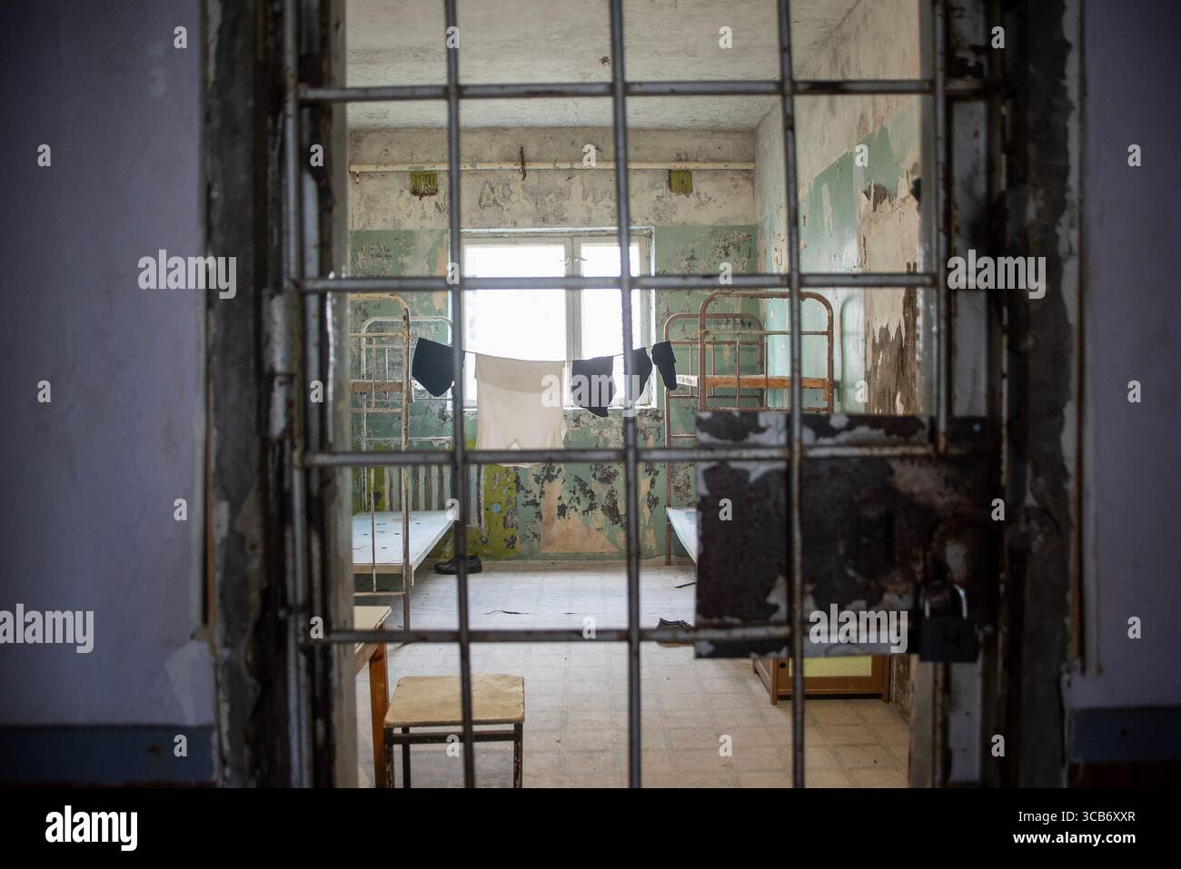 A cell of the prisoners at the Rummu prison museum. Rummu prison was ...