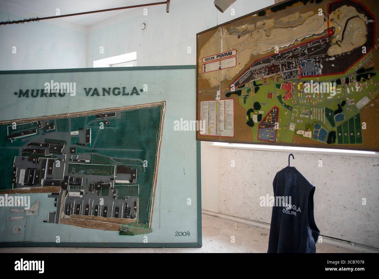 The old maps of the prison are displayed at the Rummu prison museum ...