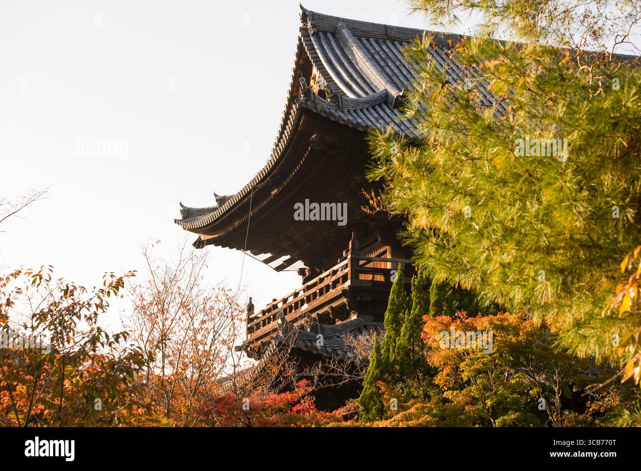 A beautiful traditional Japanese wooden Nanzenji Sammon Gate surrounded ...