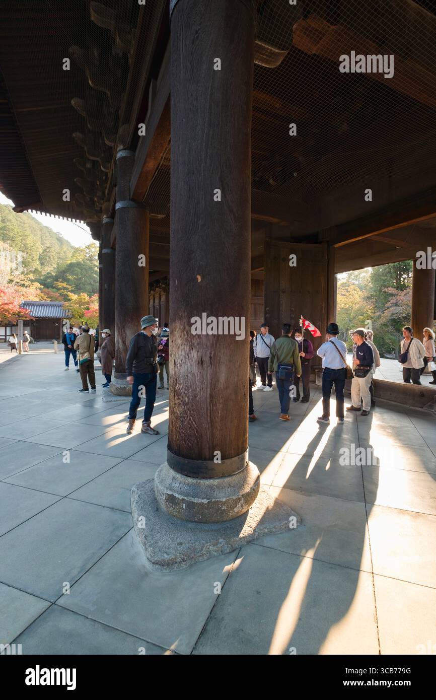 A group of visitors admires the architectural beauty of Nanzenji Sammon ...