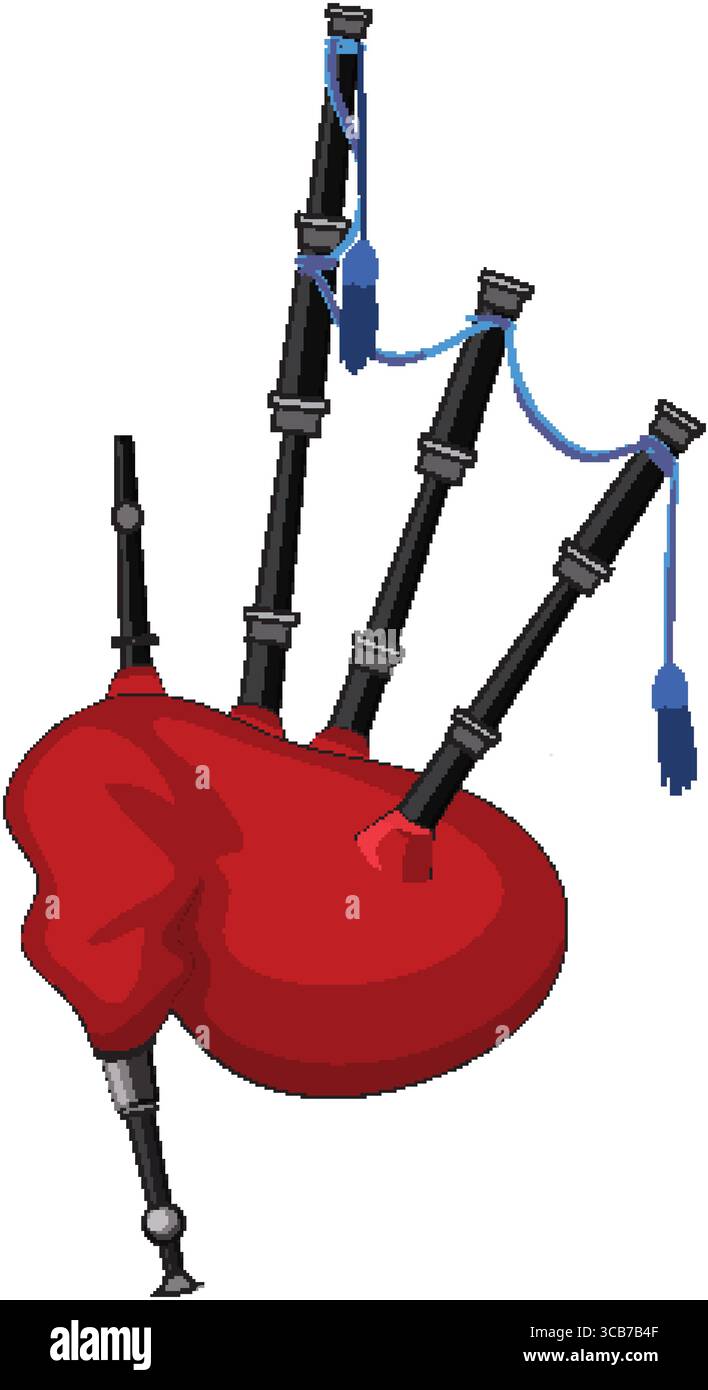 Vector illustration of classic Scottish bagpipes with a vibrant red bag ...