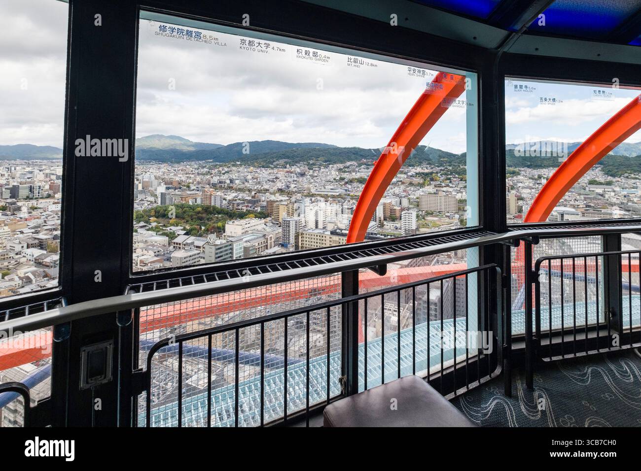Nidec Kyoto Tower elevated view of Kyoto framed by observation window ...