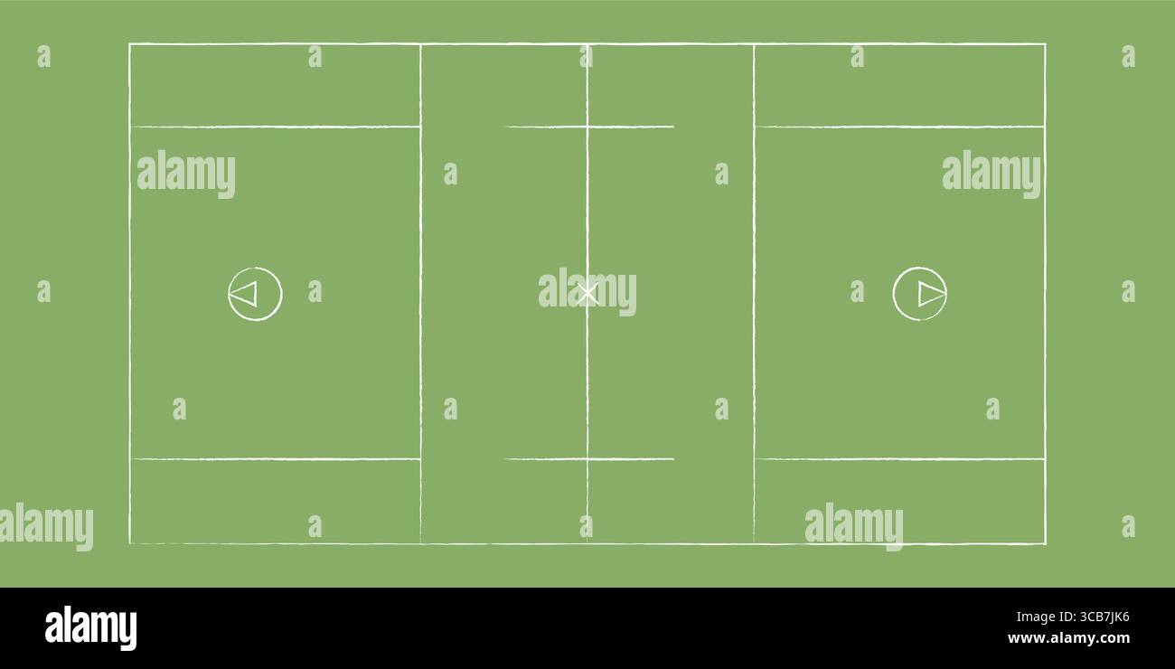 Lacrosse field top view with goal areas and full markings. Realistic ...