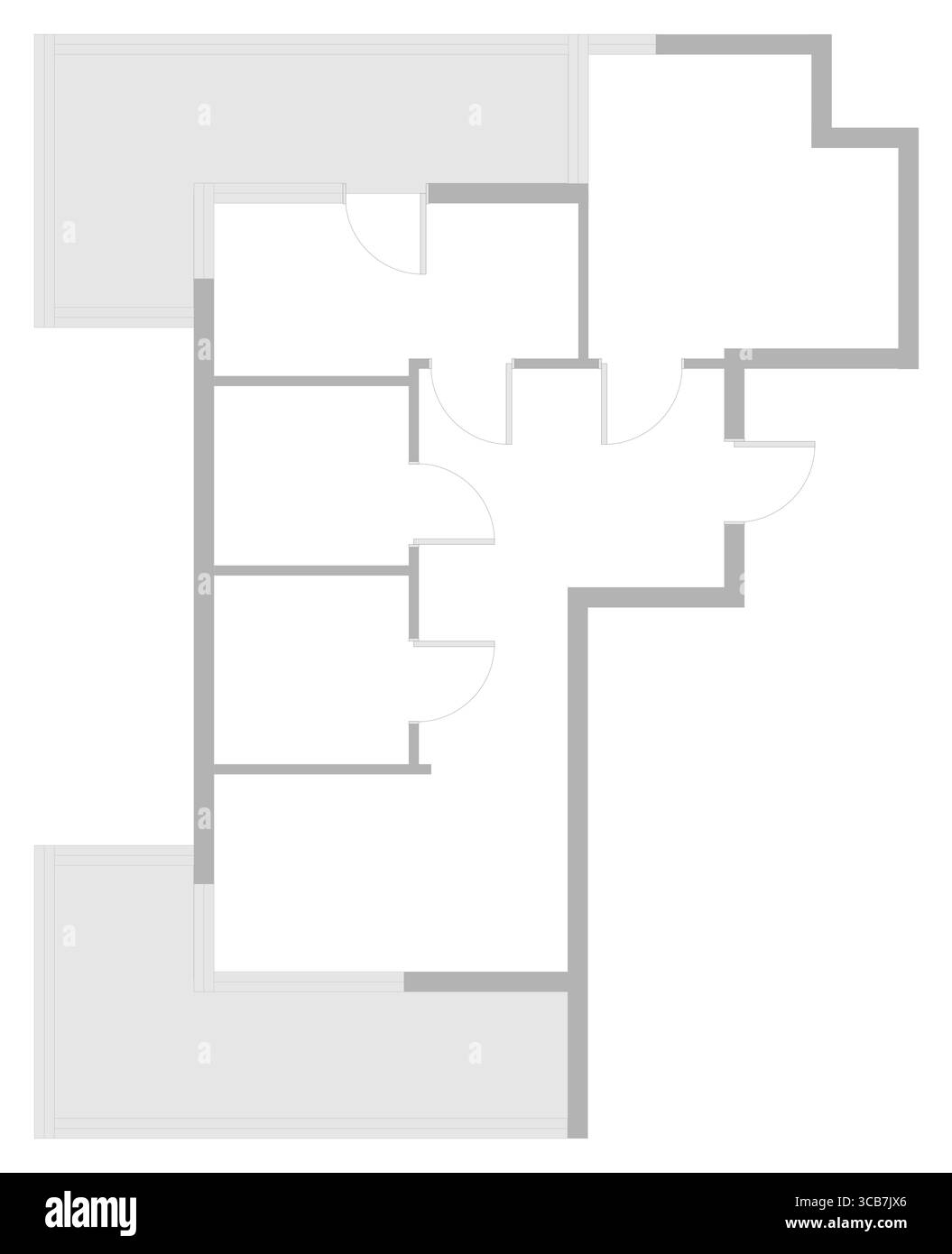 Detailed flat floor plan in black and white for interior or architect ...