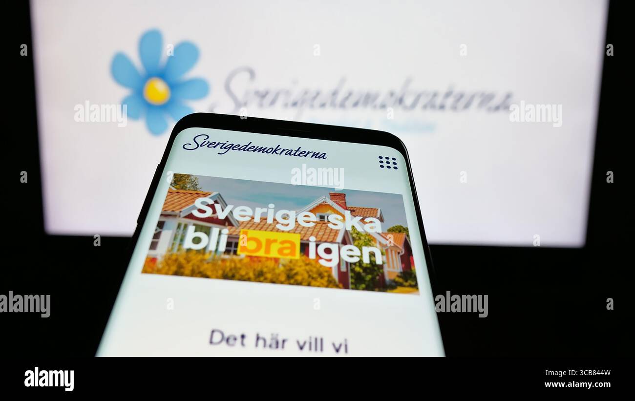 In this photo illustration, a mobile phone with the website of Swedish ...