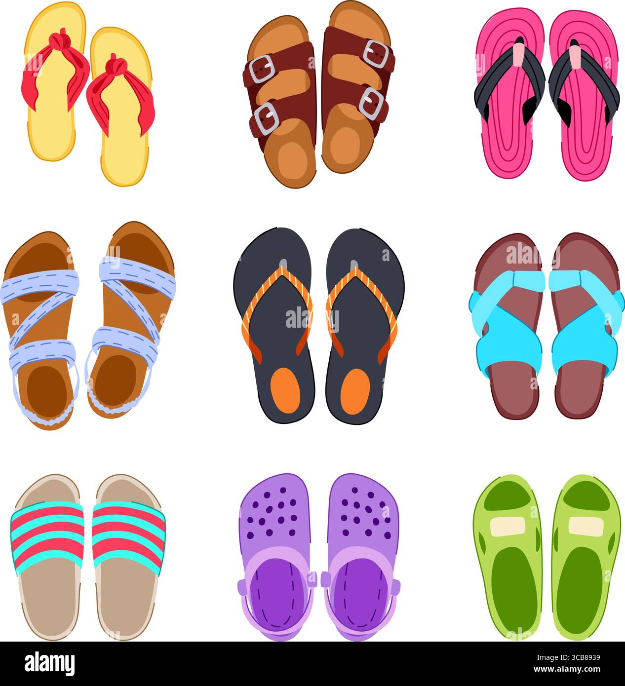 beach footwear set cartoon vector illustration Stock Vector Image & Art ...