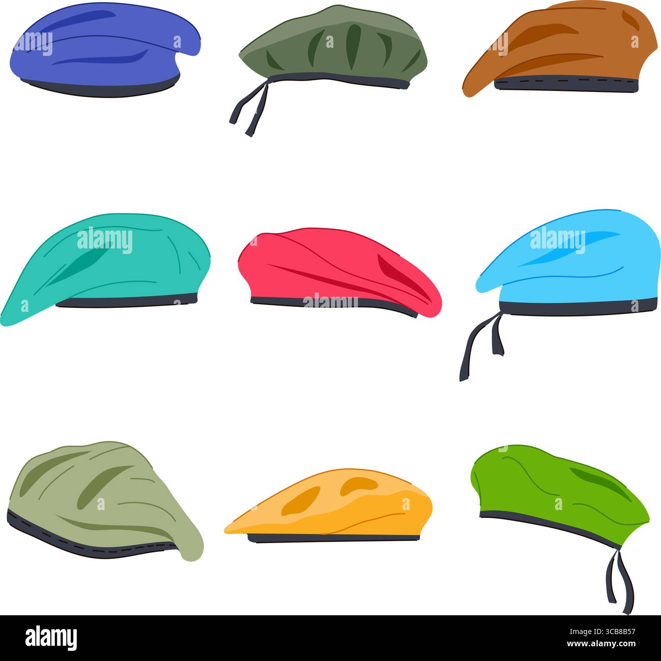 beret hat military set cartoon vector illustration Stock Vector Image ...