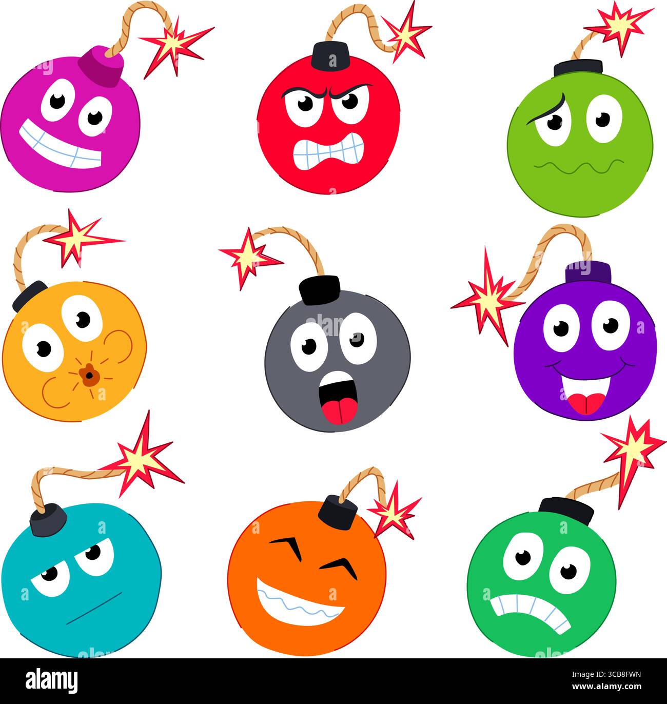 bomb character set cartoon vector illustration Stock Vector Image & Art ...