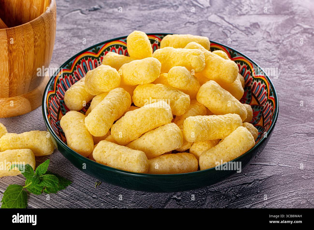 Golden crispy sweet corn sticks in the bowl for snack Stock Photo - Alamy
