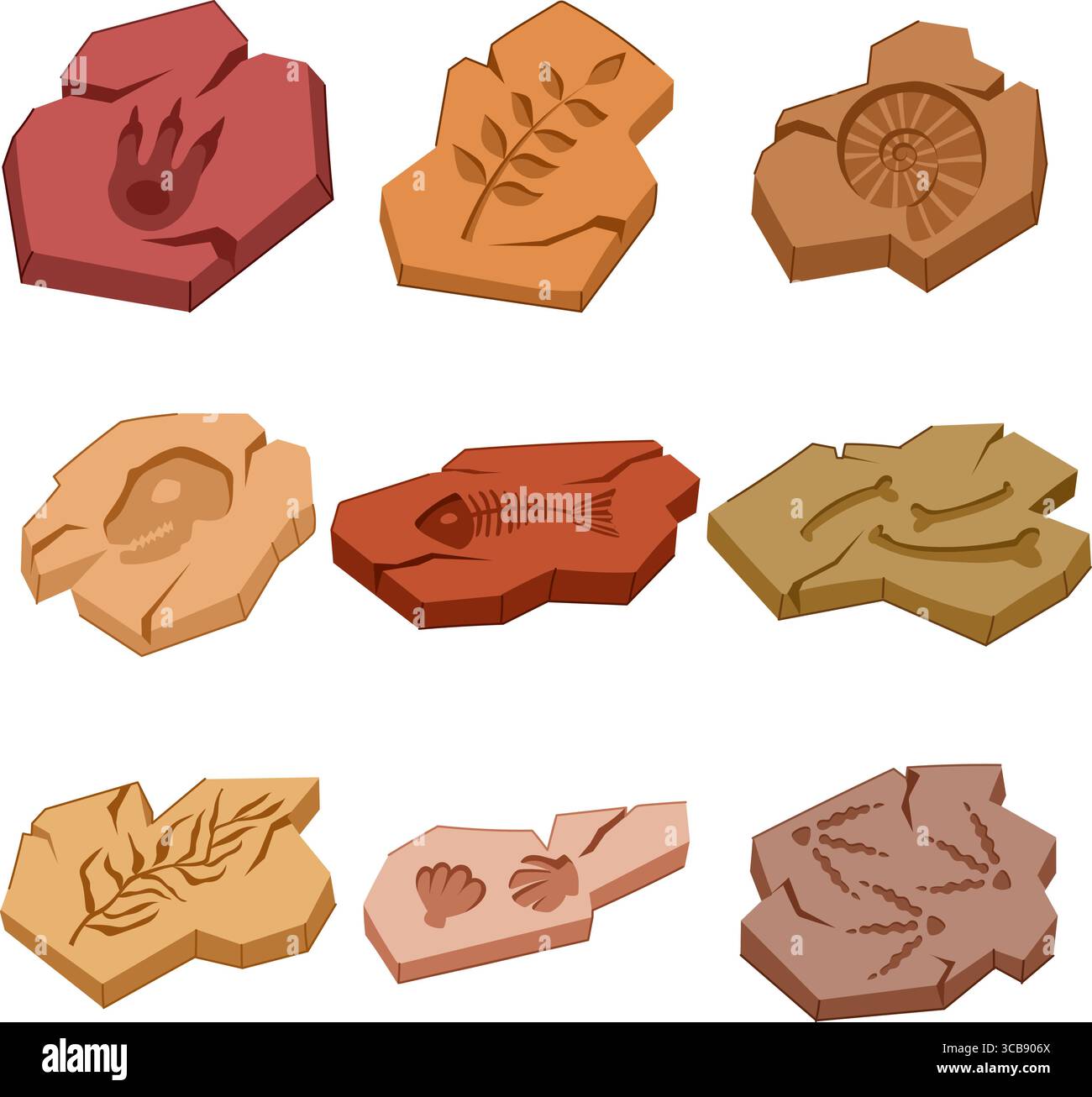 fossil set cartoon vector illustration Stock Vector Image & Art - Alamy