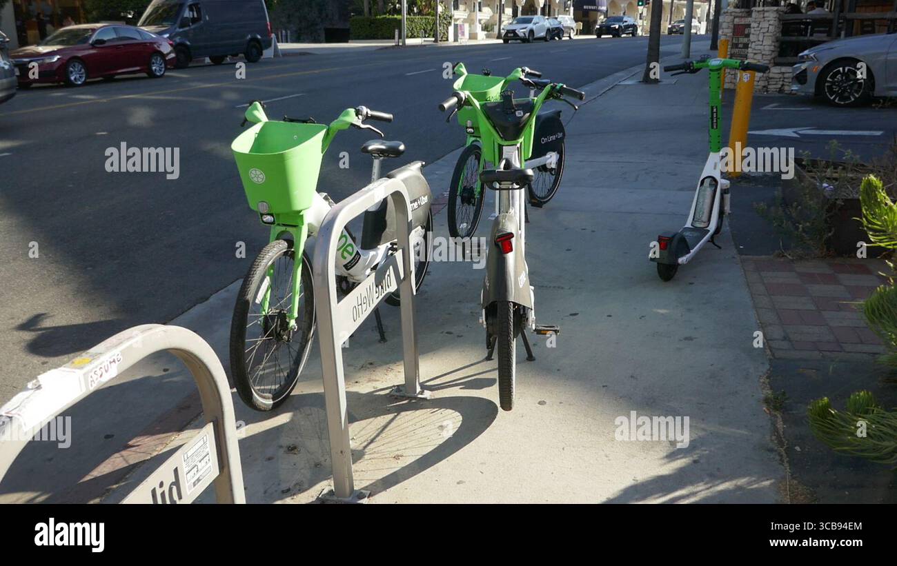 Los Angeles, California, USA 7th August 2025 Bicycles and Scooters ...
