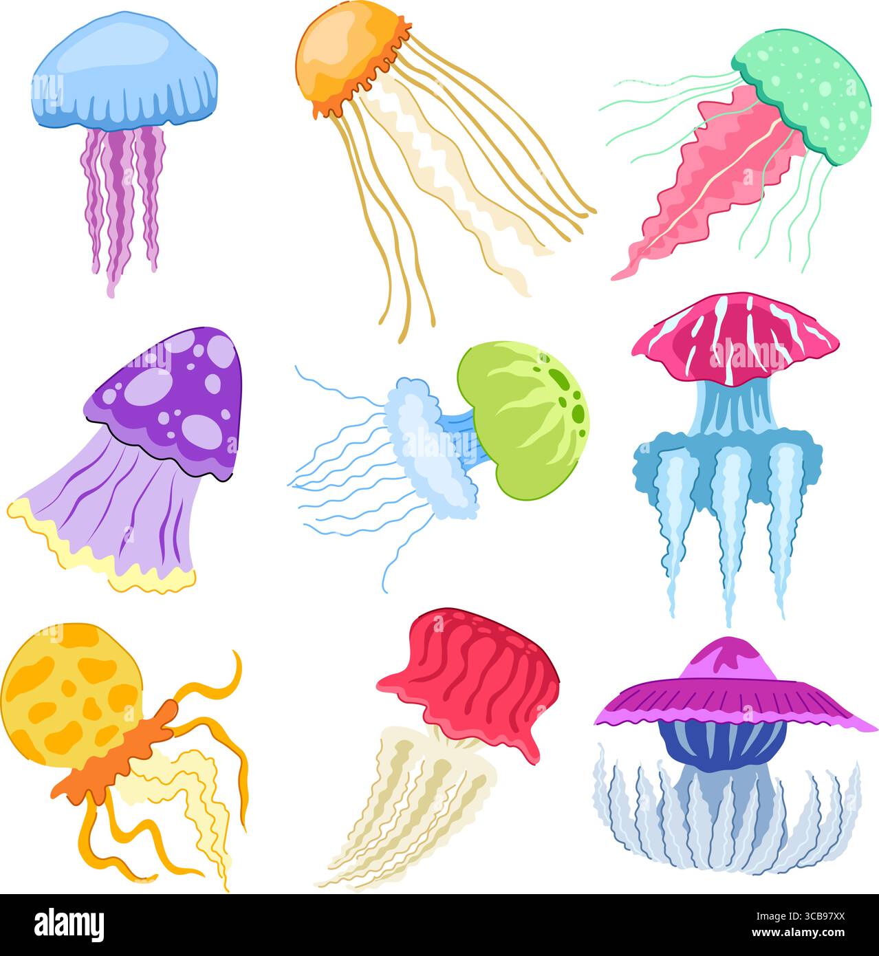 jellyfish set cartoon vector illustration Stock Vector Image & Art - Alamy