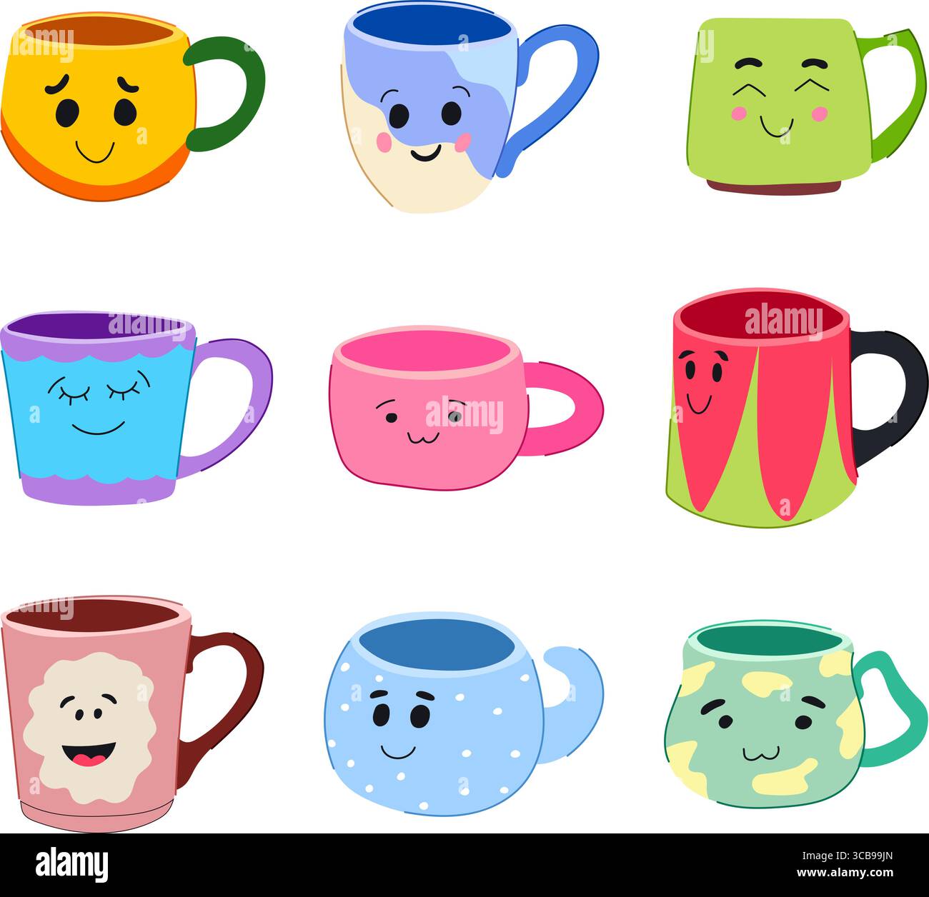 kawaii mug set cartoon vector illustration Stock Vector Image & Art - Alamy