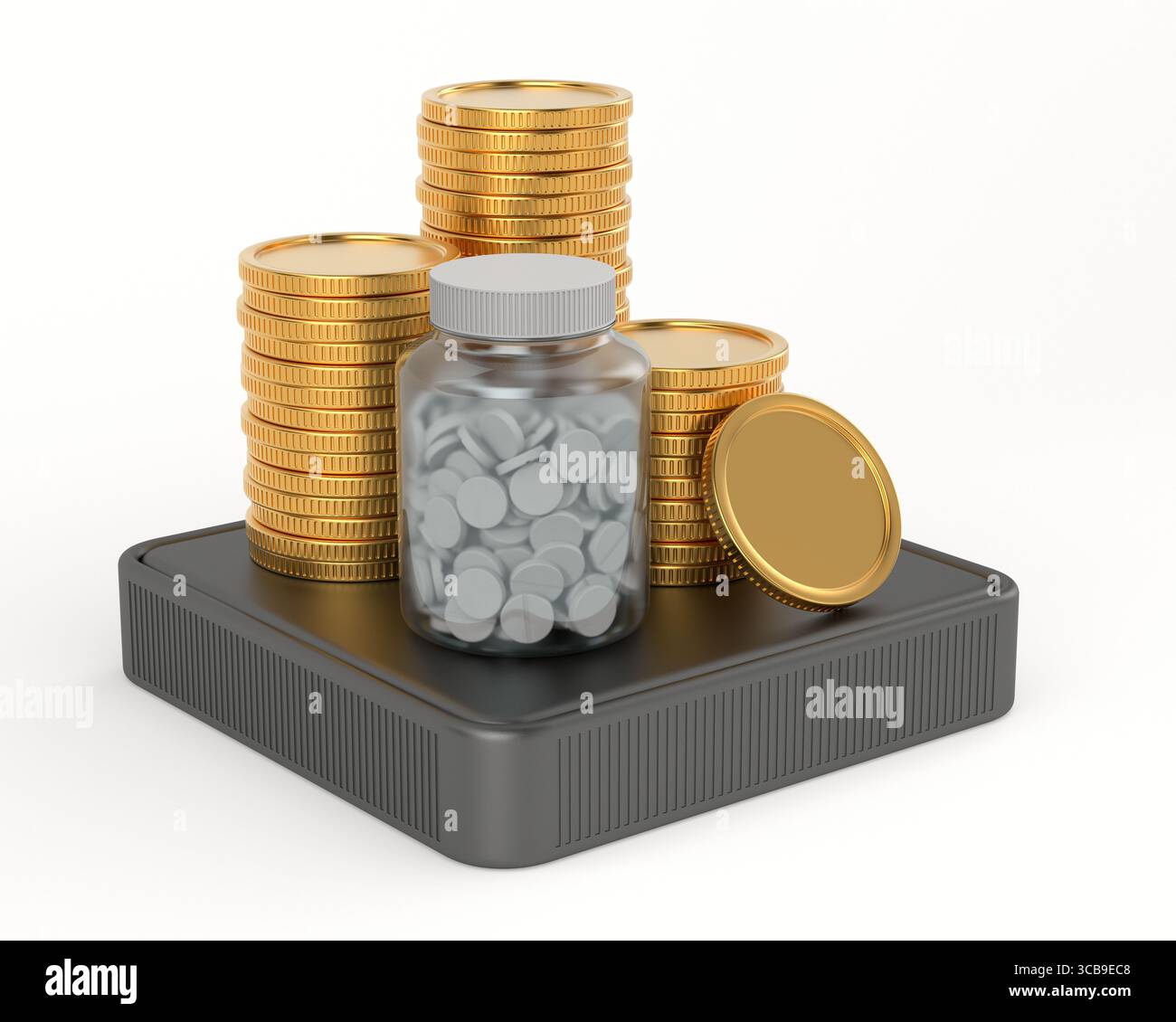 First aid kid and money on white background. Isolated 3D illustration ...