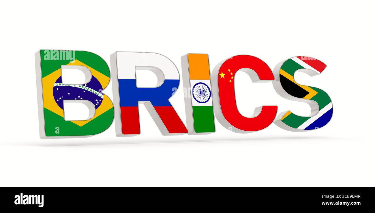 BRICS on white background. Isolated 3D illustration Stock Photo - Alamy