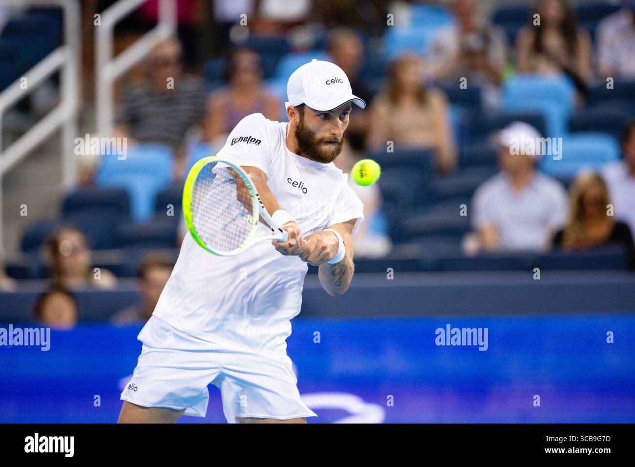 MASON, OHIO - AUGUST 07: Corentin Moutet of France in action on Day 1 ...