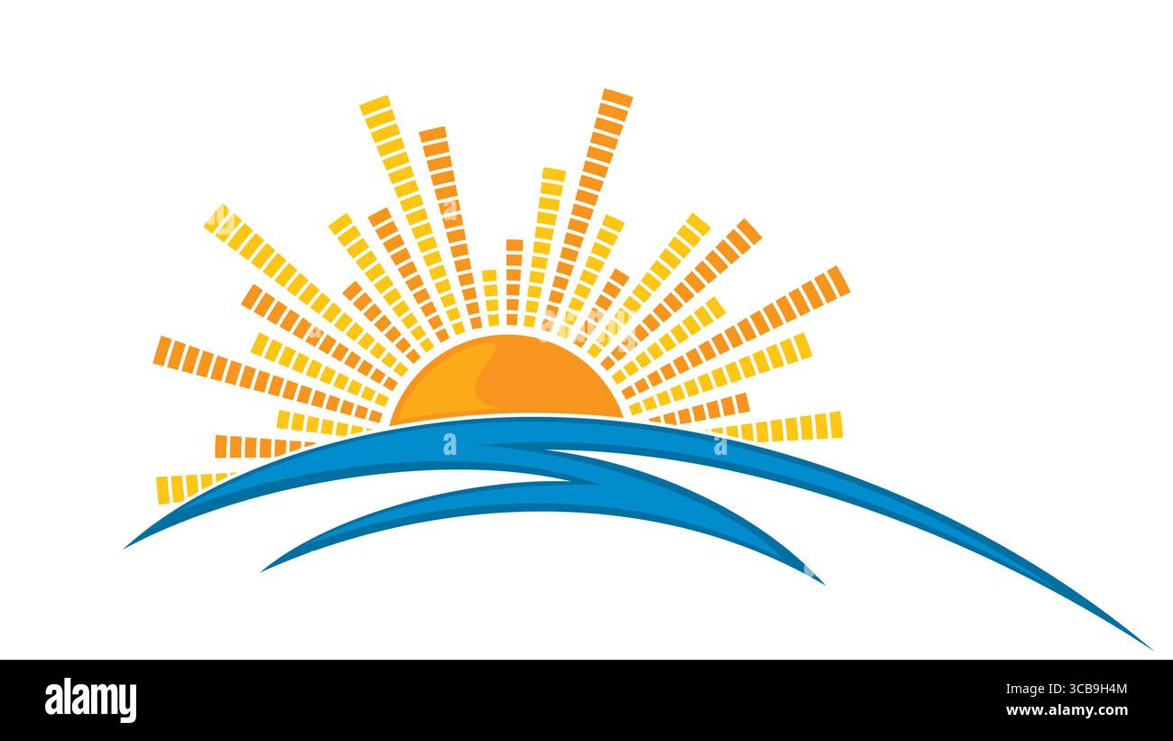 A symbol of dawn sun with the blue sea Stock Vector Image & Art - Alamy