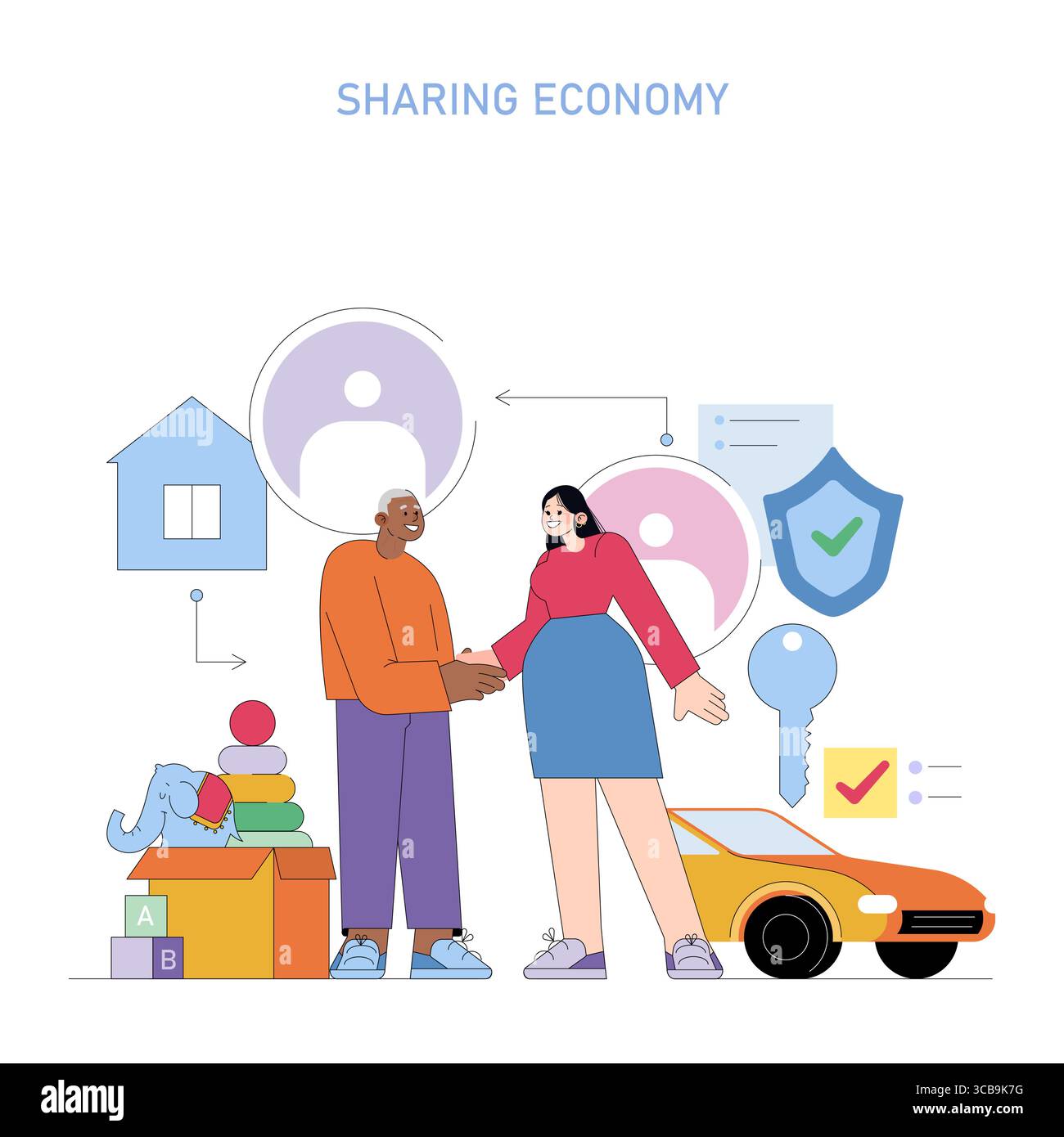 Vector illustration of two people shaking hands, symbolizing agreement ...