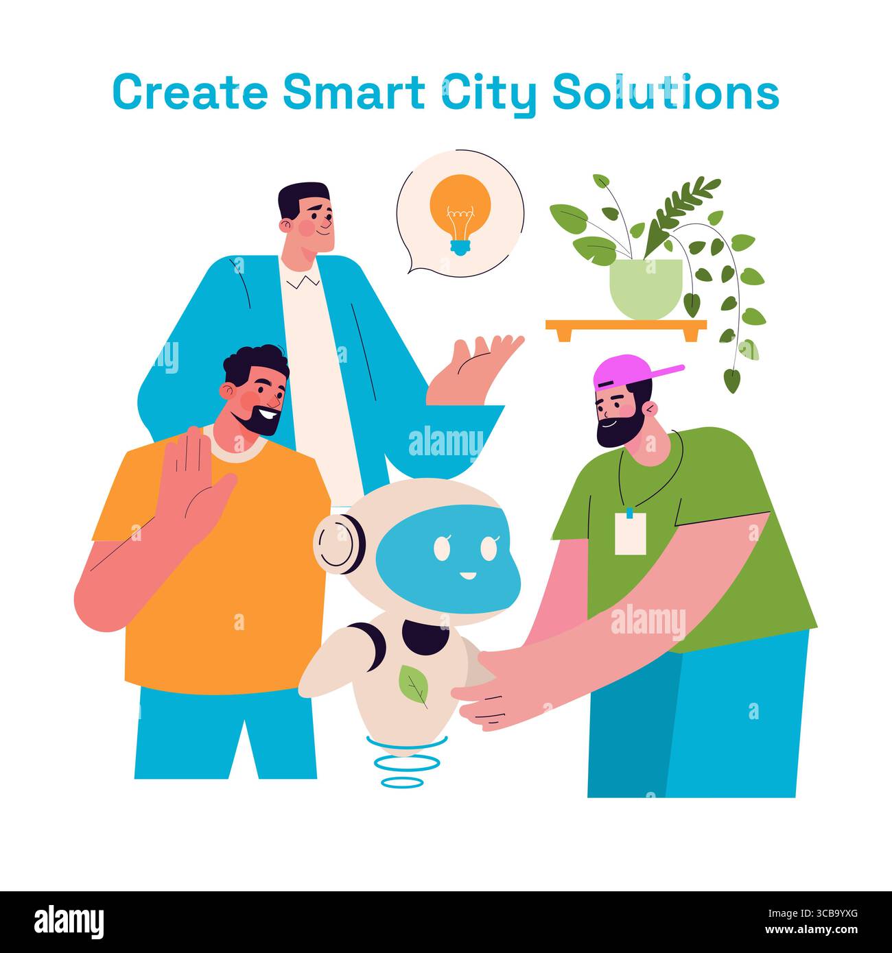 The illustration features a group of diverse individuals collaborating ...