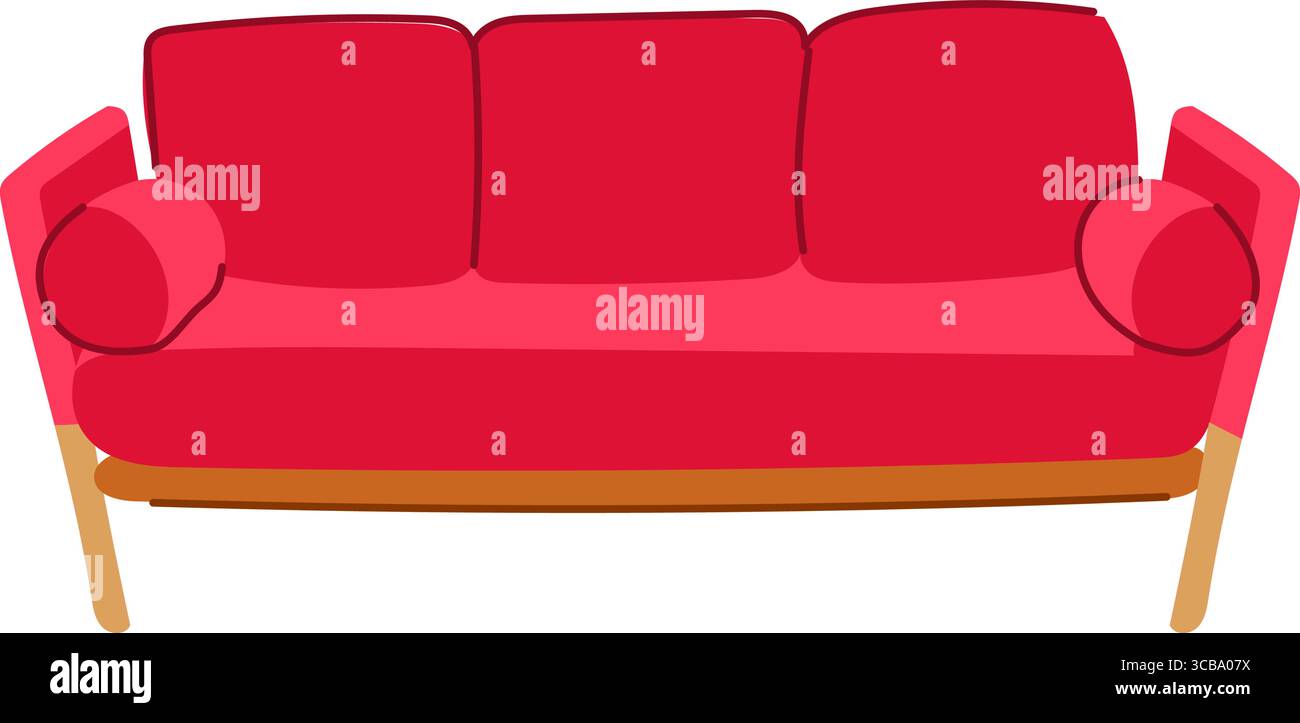 sectional reception sofa cartoon vector illustration Stock Vector Image ...